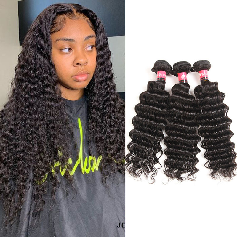 3 Bundles Deep Wave Hair Weaves West Kiss Hair