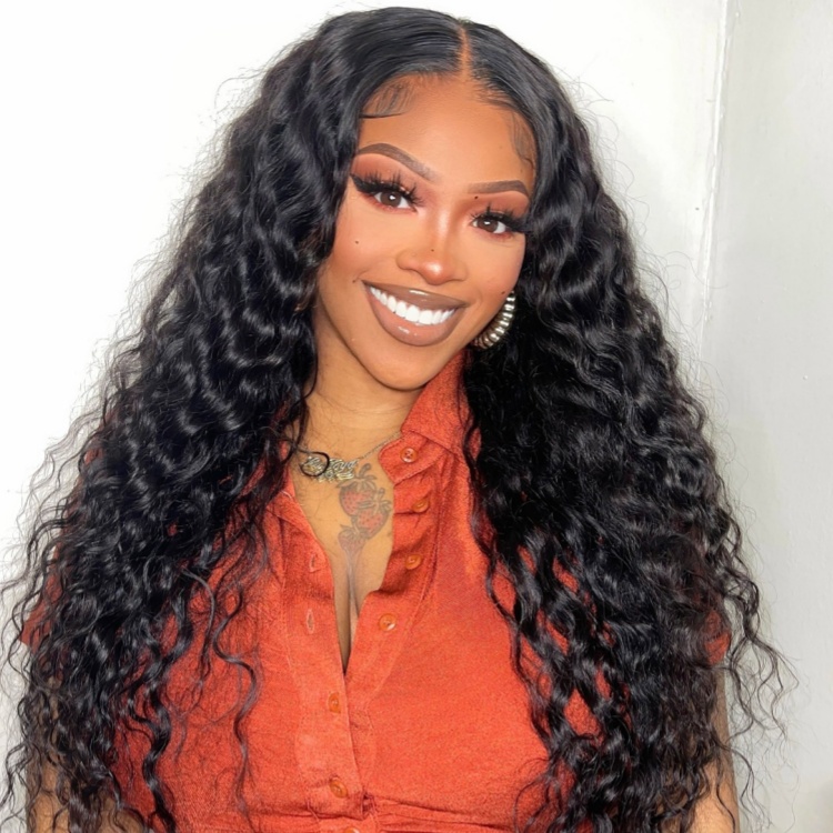 Deep Wave Virgin Human Hair 180 Density Lace Front Wig West Kiss Hair